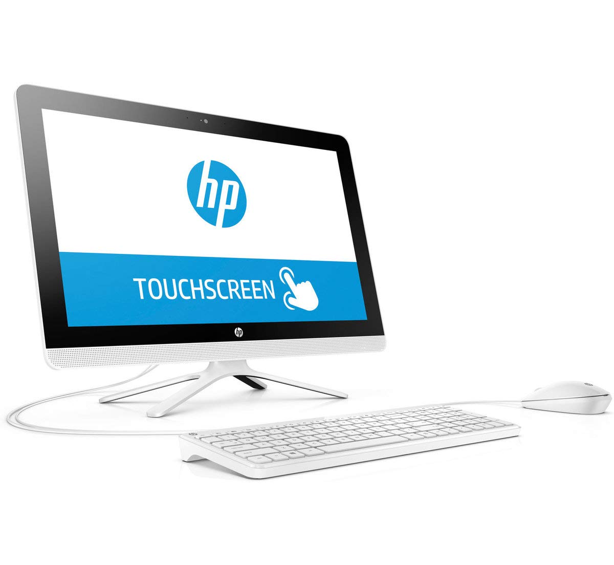 HP 2018 Newest All-in-One 21.5" Full HD IPS Touchscreen Desktop PC, Intel Pentium J3710 Quad-Core Processor 4GB RAM 1TB HDD HDMI DVD WiFi Webcam Keyboard + Mouse Windows 10 - Snow White