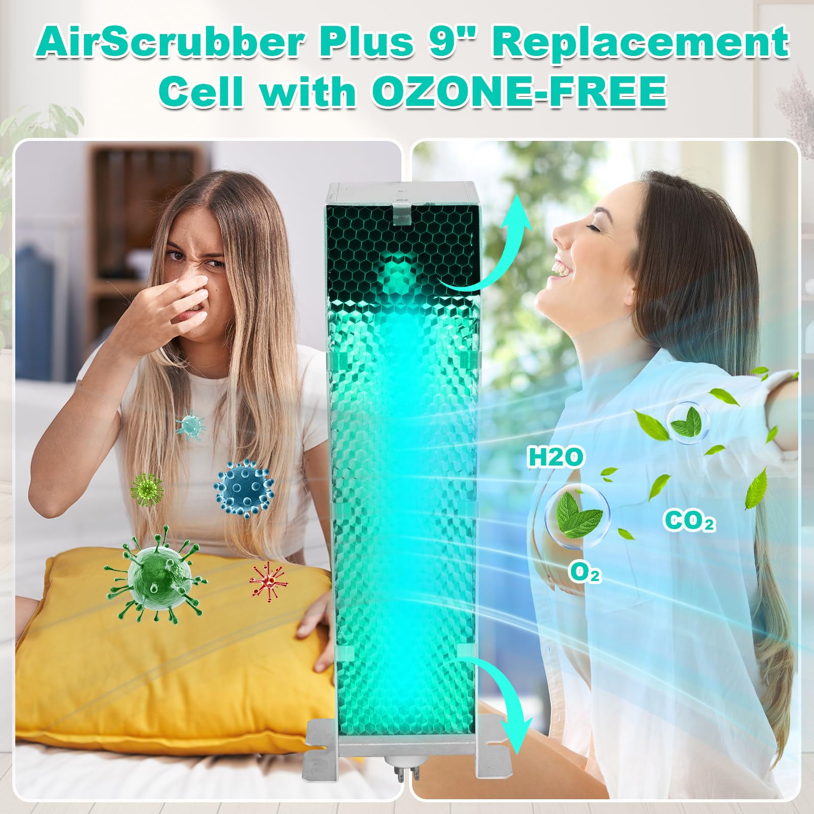Air Scrubber Plus Replacement Üν Bulb and Cell for ActivTek InDuct 2000, A1013P, A1013Q, A1013A, A1013C, A1013T, Ozone Free, Air Scrubber Advanced Photocatalytic Oxidation (PCO) 9 Inch, 1 Unit