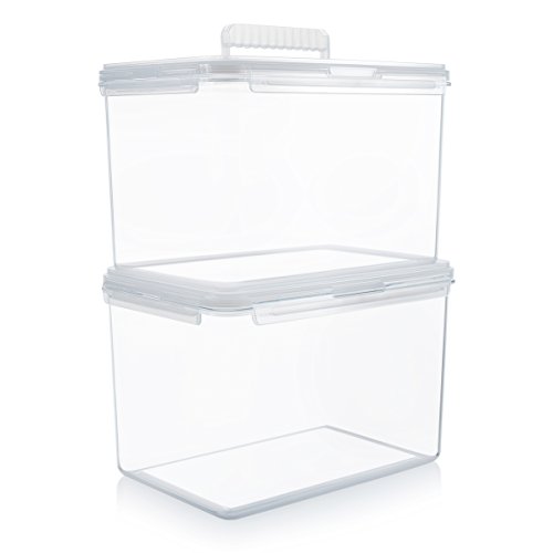 Komax Hikips Flour and Sugar Storage Containers | [Set-of-2] Large Rice, Sugar and Flour Canisters 22-Cups (179-oz) | Airtight Food Storage Containers | Microwave & Dishwasher Safe | BPA-Free Tritan…