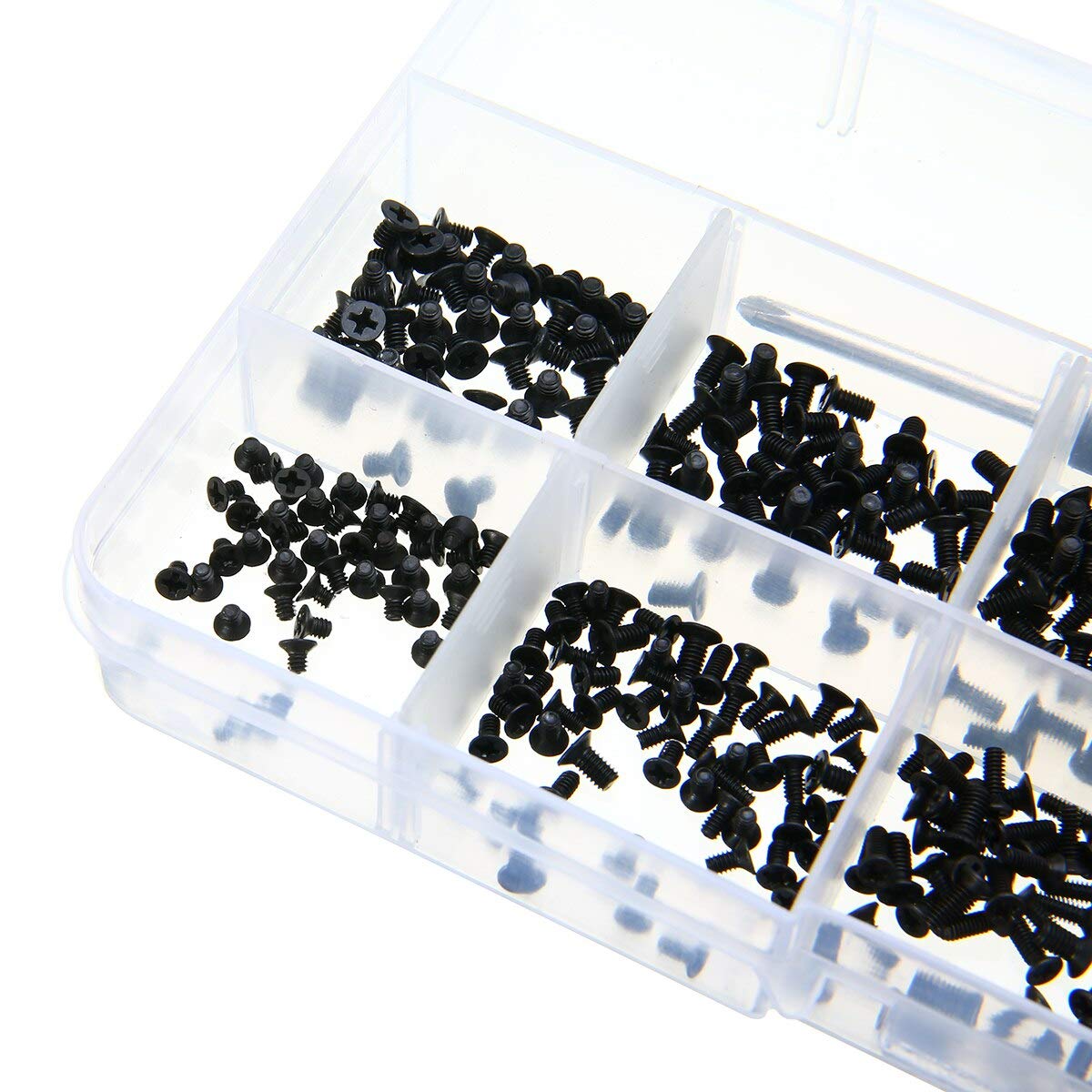 Ochoos 500pcs/set Alloy Steel Black Laptop Computer Screws Assemble Set for Universal Computer Hardware Tool with Screwdriver