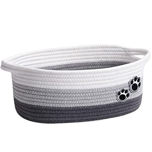 HiChen Small Dog Toy Basket, Cute Woven Basket for Shelves, Decorative Rope Storage Basket for Nursery, Baby Gift Basket for Diapers, 12 x 8 x 5 inches