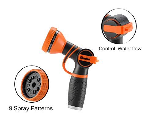 Giraffe Tools Garden Hose Nozzle 9 Pattern Adjustable Sprayer Water Gun for Hose Reel, Car Washing, Dog Washing, Watering