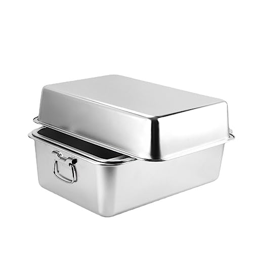 Generic Open Litter Box, Indoor Cats Kitty Litter Pan Stainless Steel Deep Toilet Sturdy Cat Sand Box for Bunny Small Medium Large Cats, 50cmx35cmx10cm