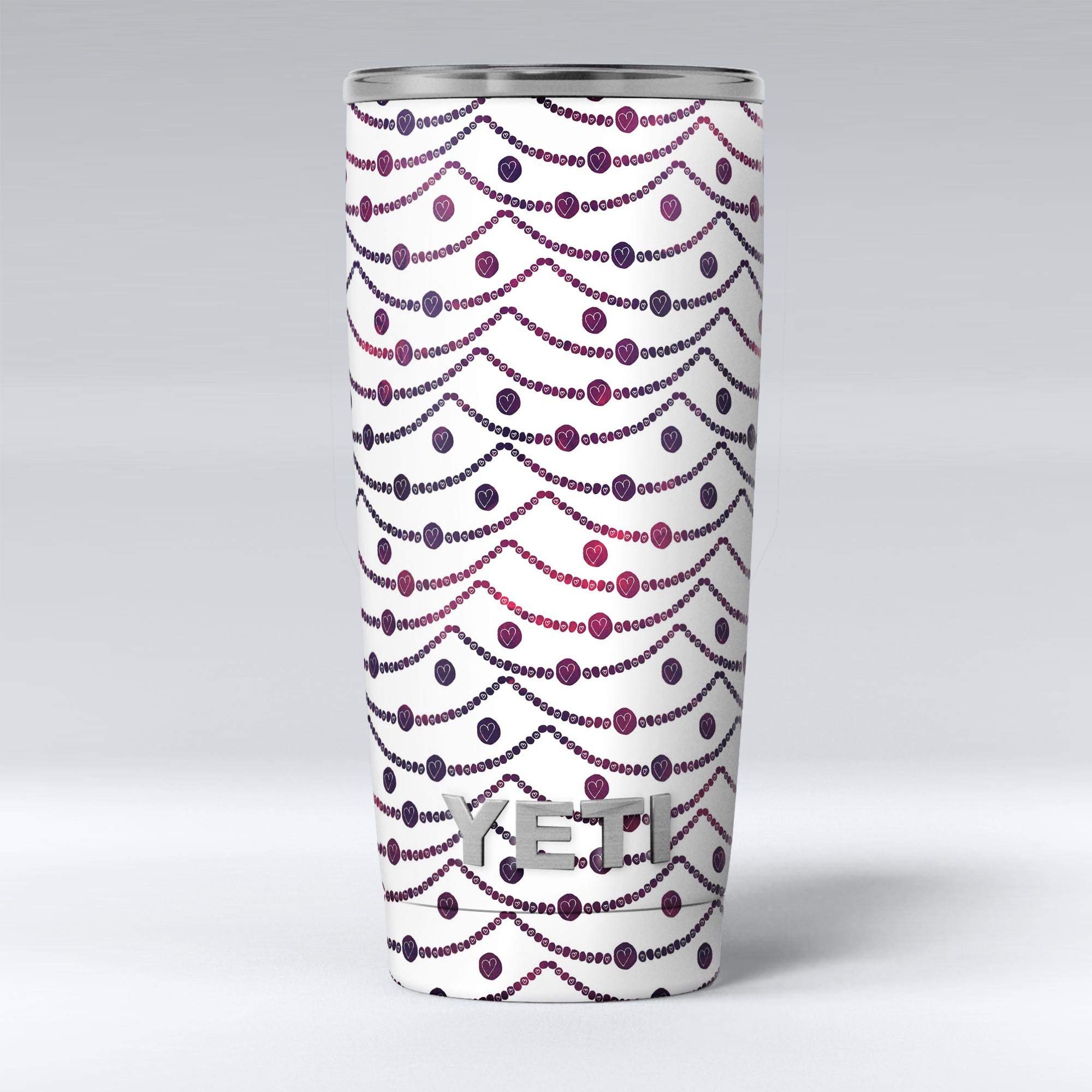Design Skinz Polka Dot Powerlines with Mini Hearts - Skin Decal Vinyl Wrap Kit Compatible with The Yeti Rambler Cooler Tumbler Cups