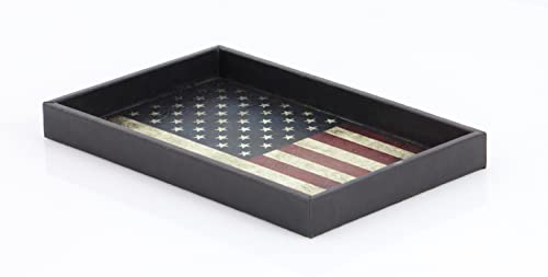 Deco 79 Wood Leather Trays, 21 by 19 by 17-Inch, Navy Blue, Set of 3