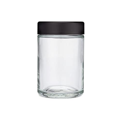 50pc 5 oz Glass Jar with Black Child Resistant Lid for flower packaging, makeup, candy, spice, candles, honey, and medicine