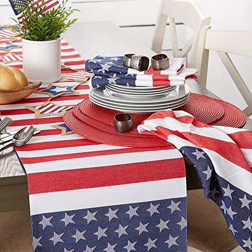 DII Classic Woven Tabletop Collection, Indoor/Outdoor Placemat Set, Round, 15" Diameter, Tango Red, 6 Piece