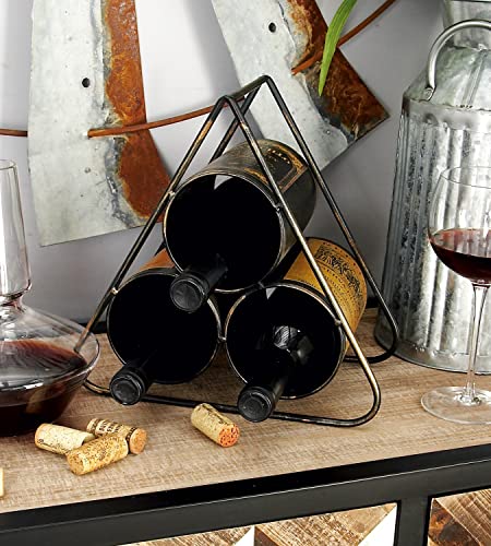 Deco 79 Metal Pyramid Wine Rack, 11" x 6" x 10", Black