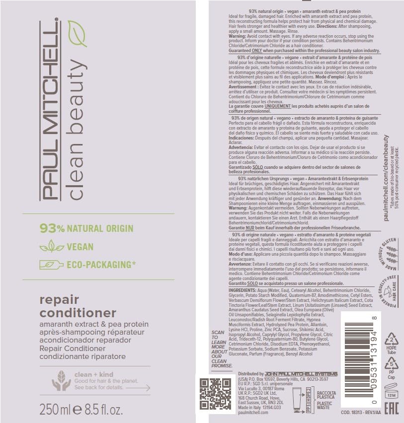 Paul Mitchell Clean Beauty Repair Conditioner, Strengthens, Balances Moisture, For Damaged, Brittle Hair, 8.5 fl. oz.