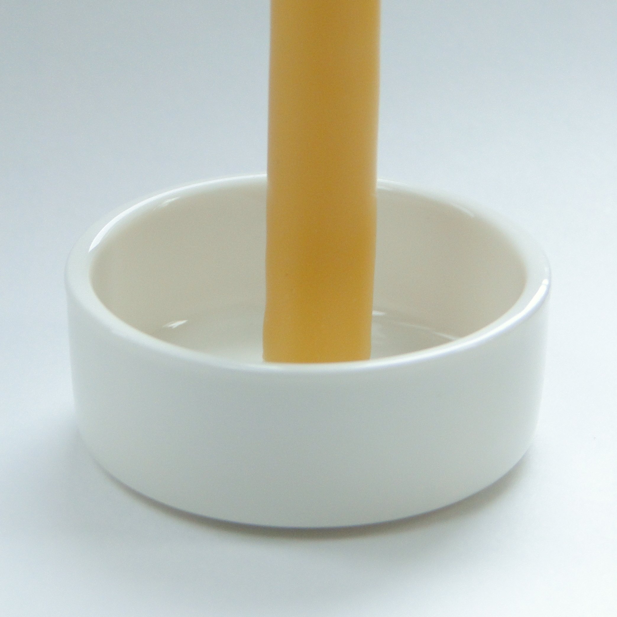 BCandle 100% Beeswax 2-hour Candles Organic Hand Made - 7 1/2 Inch Tall, 3/8 Inch Diameter (Pack of 12), Porcelain Candle Holder