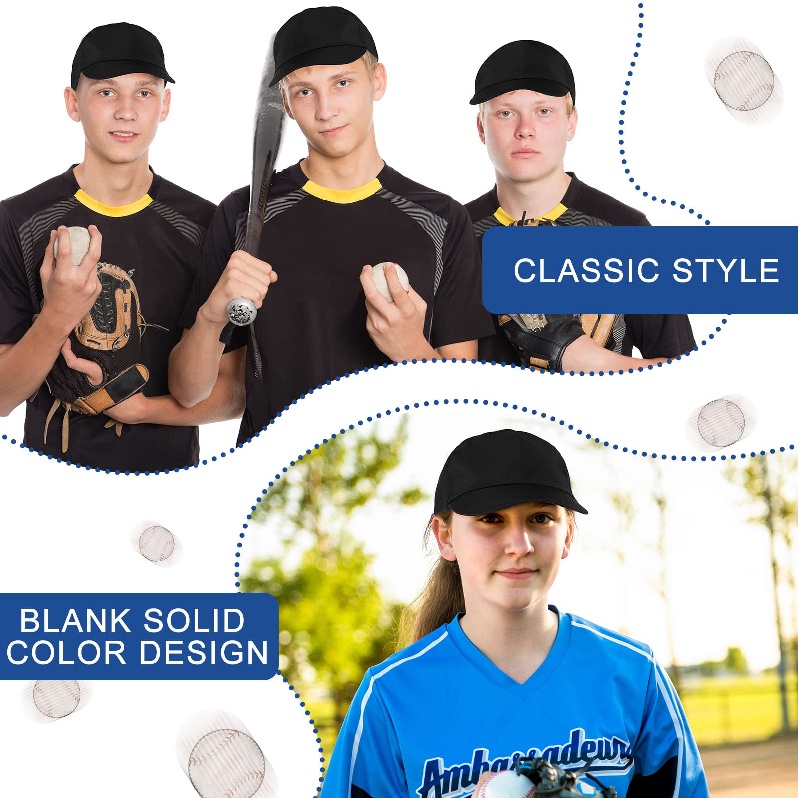 60 Pcs Plain Blank Baseball Caps Adjustable Black Baseball Hat Low Profile Dad Hat for Men Women Outdoor Running