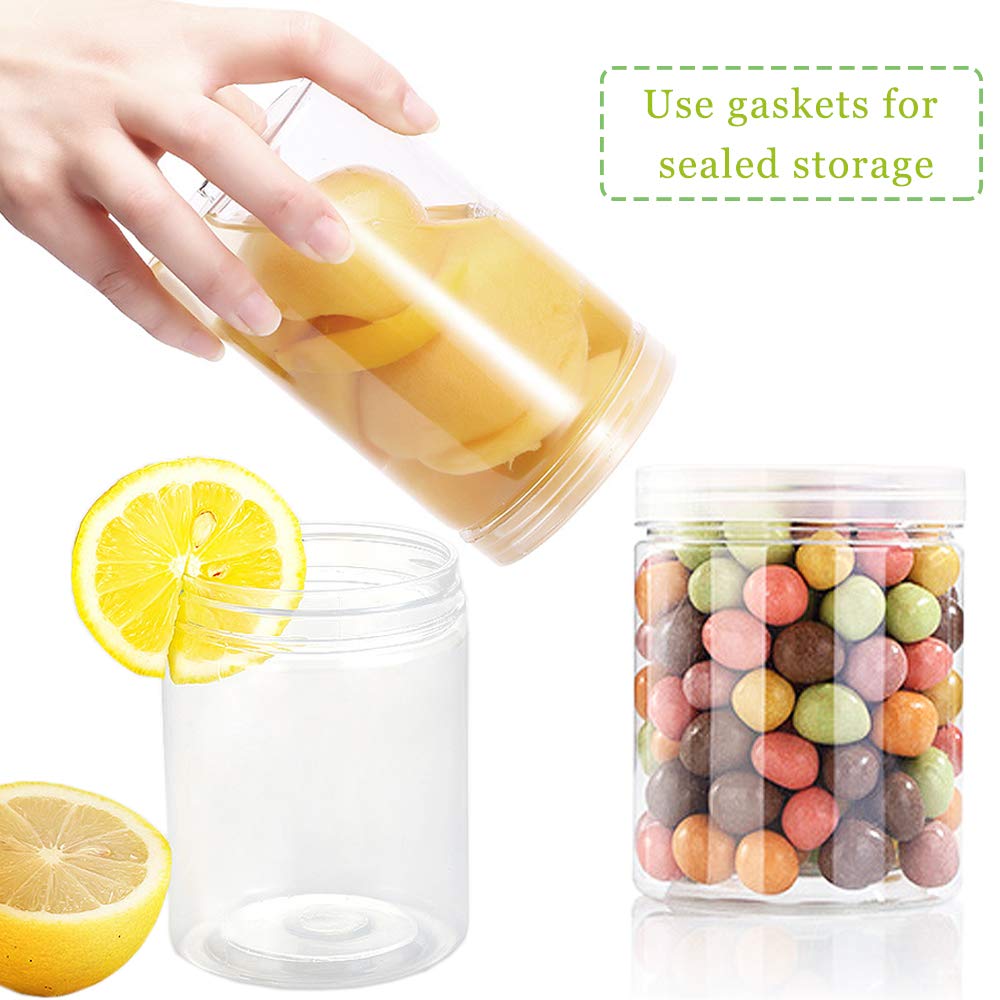 OJYUDD 12 Pack Clear Plastic Jars with Lids,Plastic Containers with Lids for Cosmetics, Lotions, Body Butters, Slime & Beauty Products(9.5 oz)