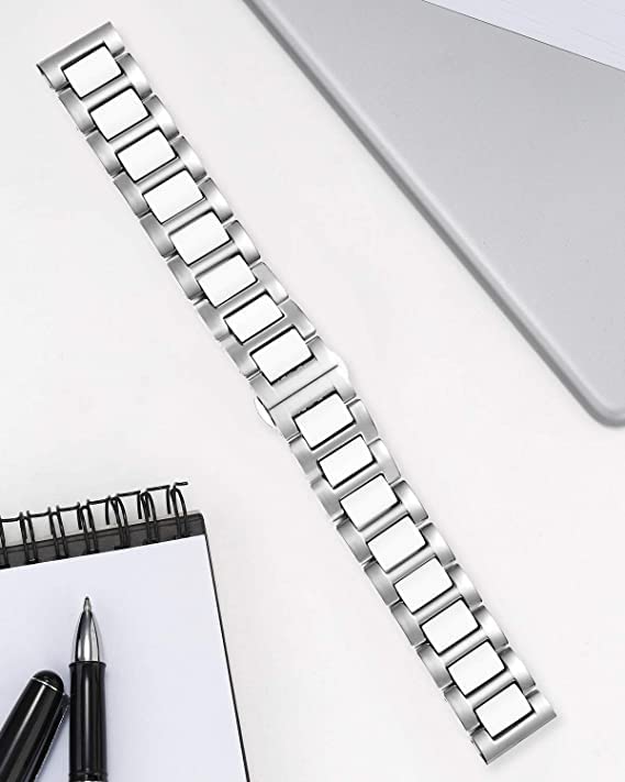 BINLUN Women'sWatch Band Stainless Steel Ceramic Replacement Watch Bracelet Polished Strap 12mm/14mm/16mm/18mm/20mm/22mm with Butterfly Buckle 6 Colors
