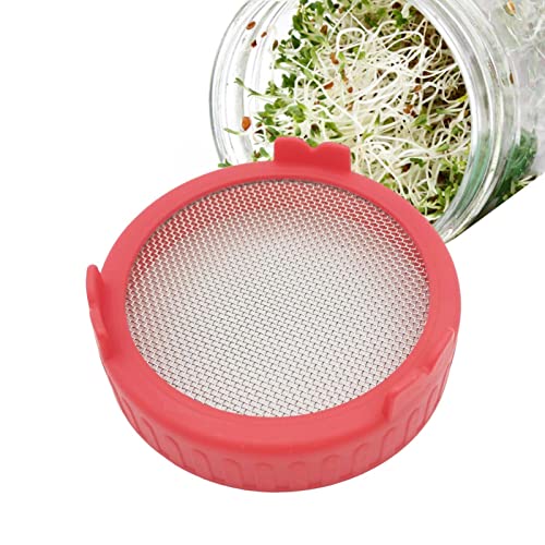 BAIRONG Mason Jar Screen Lids for Sprouting | Wide Mouth Mason Jars Lids | Alfalfa and Mung Bean Sprouts, Stainless Steel Mesh Screen Jar Strainer Sprout Lid for Broccoli Seeds, Alfalfa Adj
