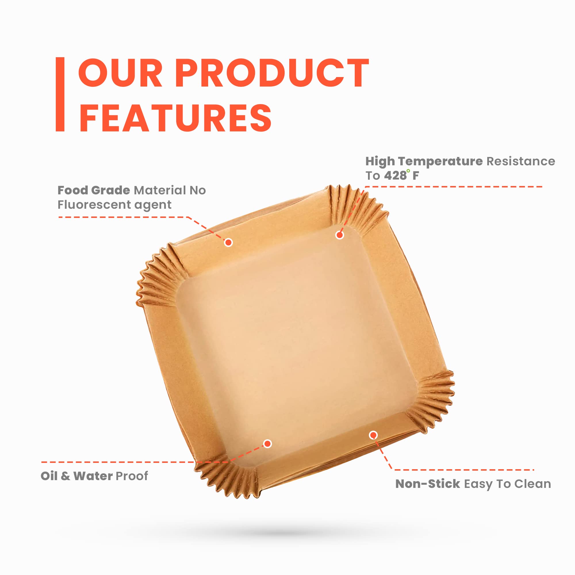 Air Fryer Disposable Paper Liners - 100 Pieces Square Non Stick Parchment Airfryer Filter Liner Basket Sheets 8 Inch for Baking & Oil Proof, Blue, 6