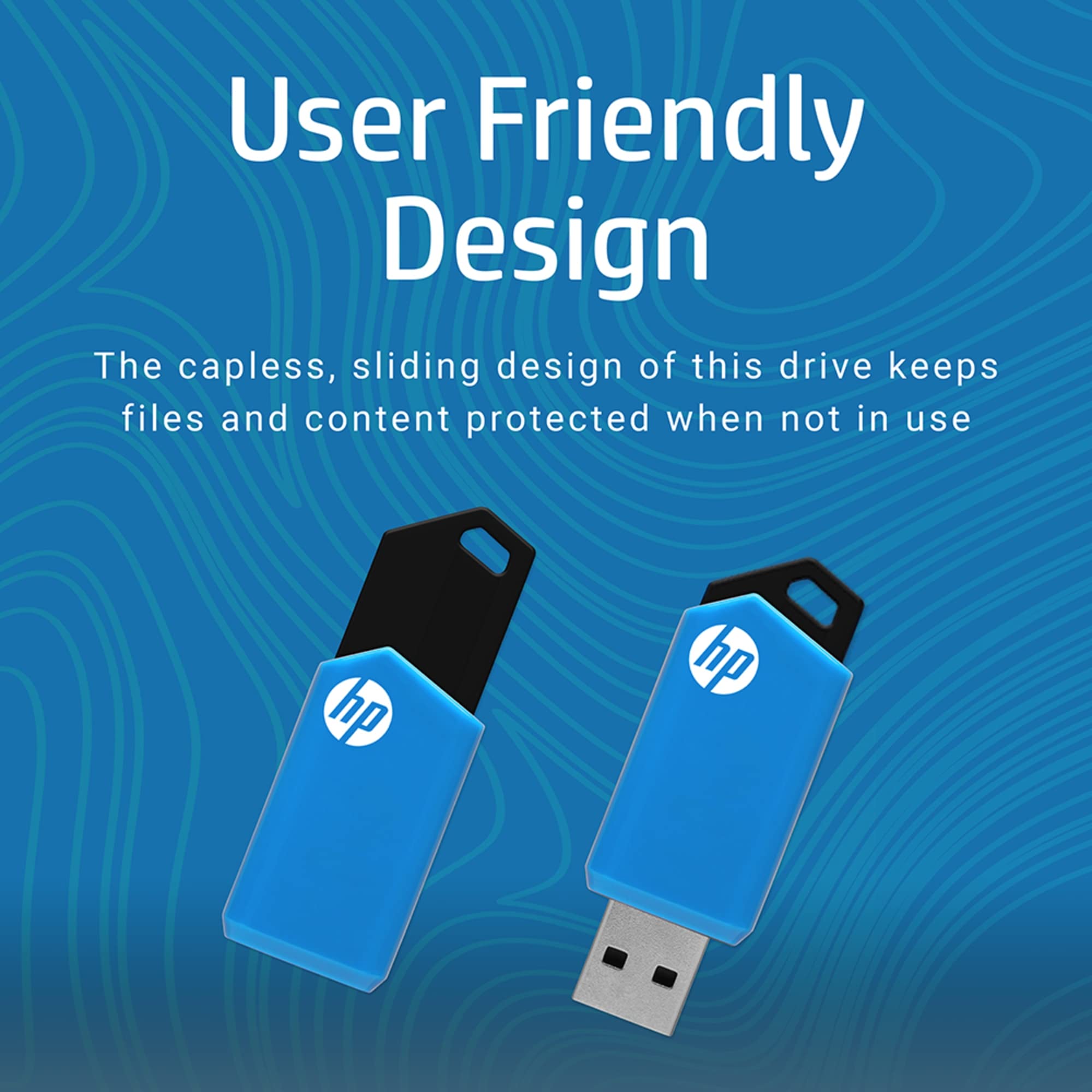 HP 64GB v150w USB 2.0 Flash Drive, Blue