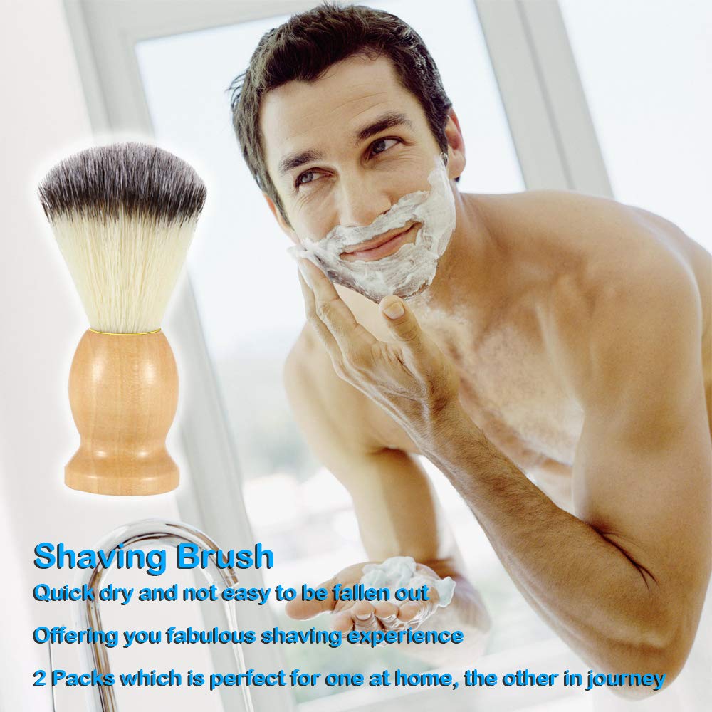 Shaving Brushes,DaKuan 2 Packs Wooden Handle Shaving Brushes,Luxury Professional Hair Salon Tool for Men