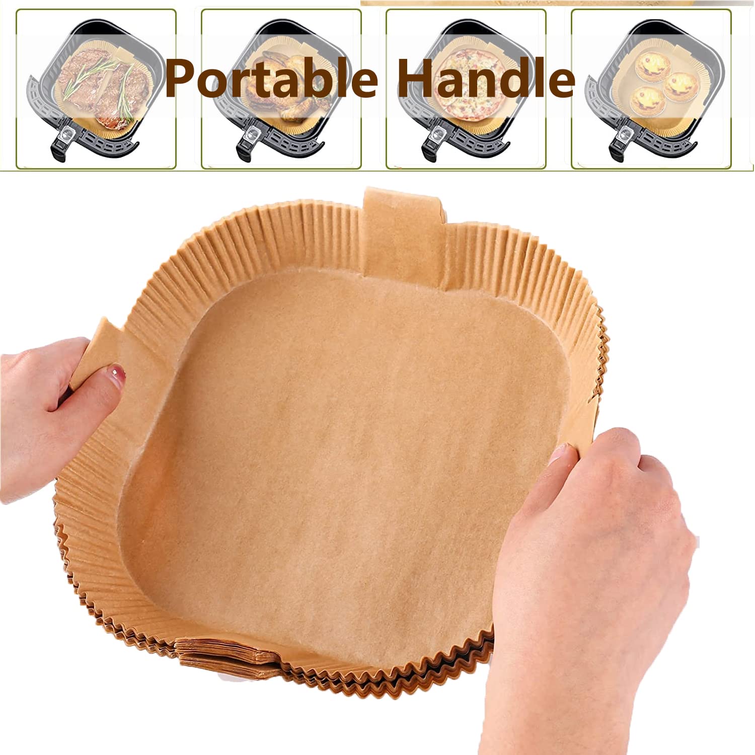 Air Fryer Disposable Paper Liner,100pcs Airfryer Parchment Paper Liners Square Non-stick 8inch Baking Paper for Air Fryer 5-8QT