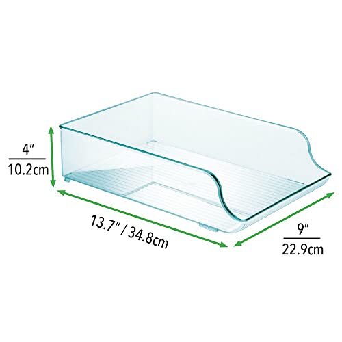 mDesign Wide Plastic Kitchen Water Bottle Storage Organizer Tray Rack - Holder and Dispenser for Refrigerators, Freezers, Cabinets, Pantry, Garage - Sea Blue
