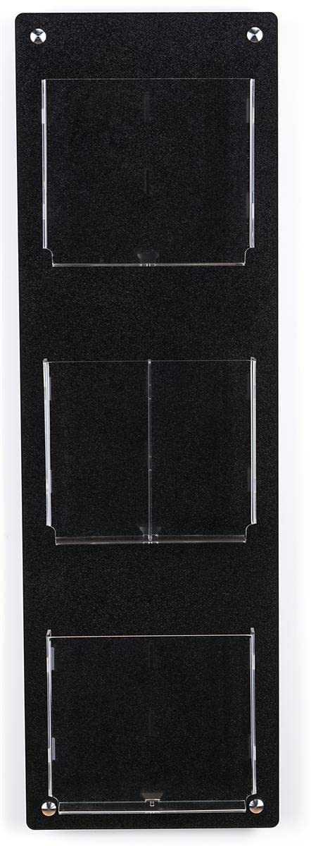 Displays2go Tiered Magazine Holder for Wall, 3-6 Adjustable Pockets, Frameless Acrylic - Black (2RP3BLK)