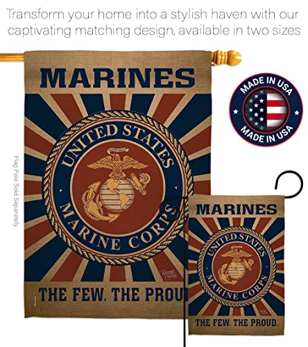 Breeze Decor Marine Corps Garden Flag Set Mailbox Hanger Armed Forces USMC Semper Fi United State American Military Veteran Retire Official House Banner Small Yard Gift Double-Sided, Made in USA