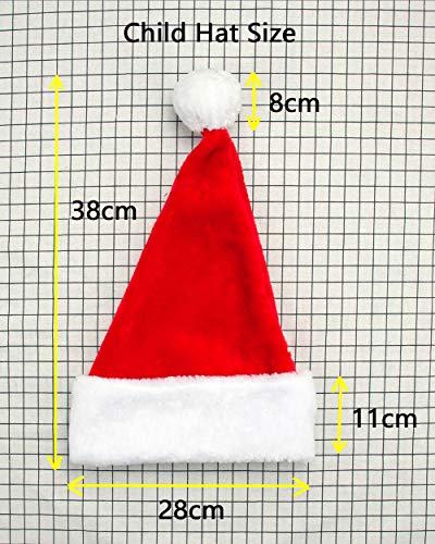 LONGTEN Christmas Hat Santa Hat Xmas Holiday Hat for Children Kids Unisex Velvet Comfort
