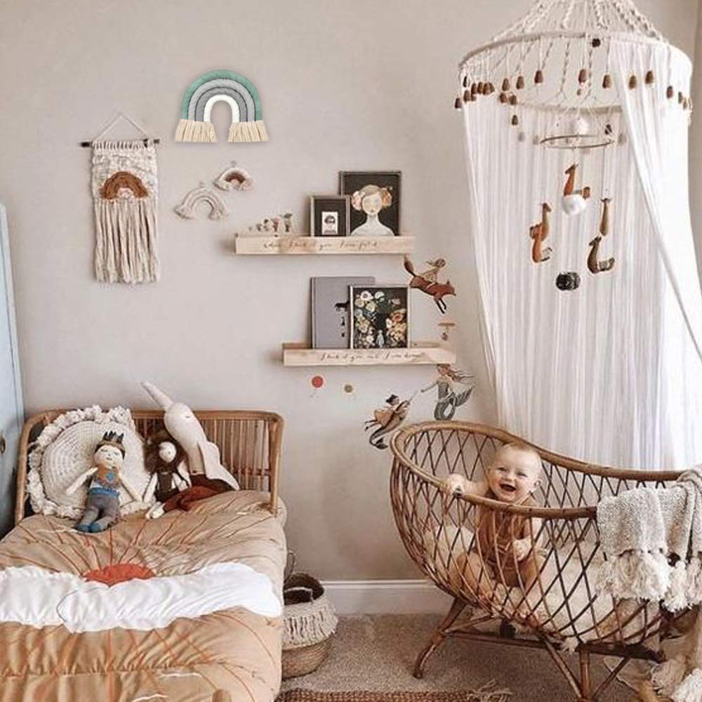 YMVV Rainbow Macrame,Woven Boho Rainbow Wall Hanging with Tassels,Cute Wall Decor for Nursery,Suitable for Festival Ornaments Baby Shower Wedding Green Rainbow Decor(5.5 x 0.5 x 5)