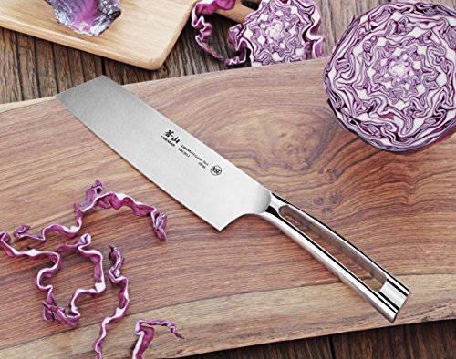 Cangshan N1 Series German Steel Forged Nakiri Vegetable Cleaver, 7" Blade, Silver