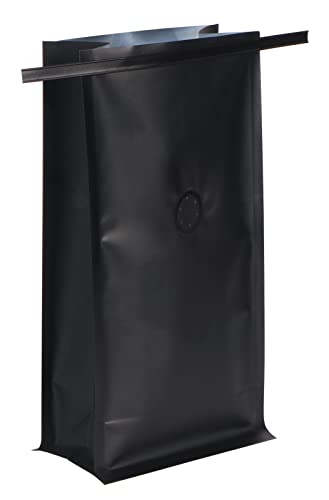 DMpackDM Reusable Tin Tie Coffee Bags with Valve ,(8oz -10oz,50pcs)Empty Black Aluminum foil Coffee Bags with Valve Flat Bottom Standing Coffee Storage Pouch, Reusable Bags for Home or Business