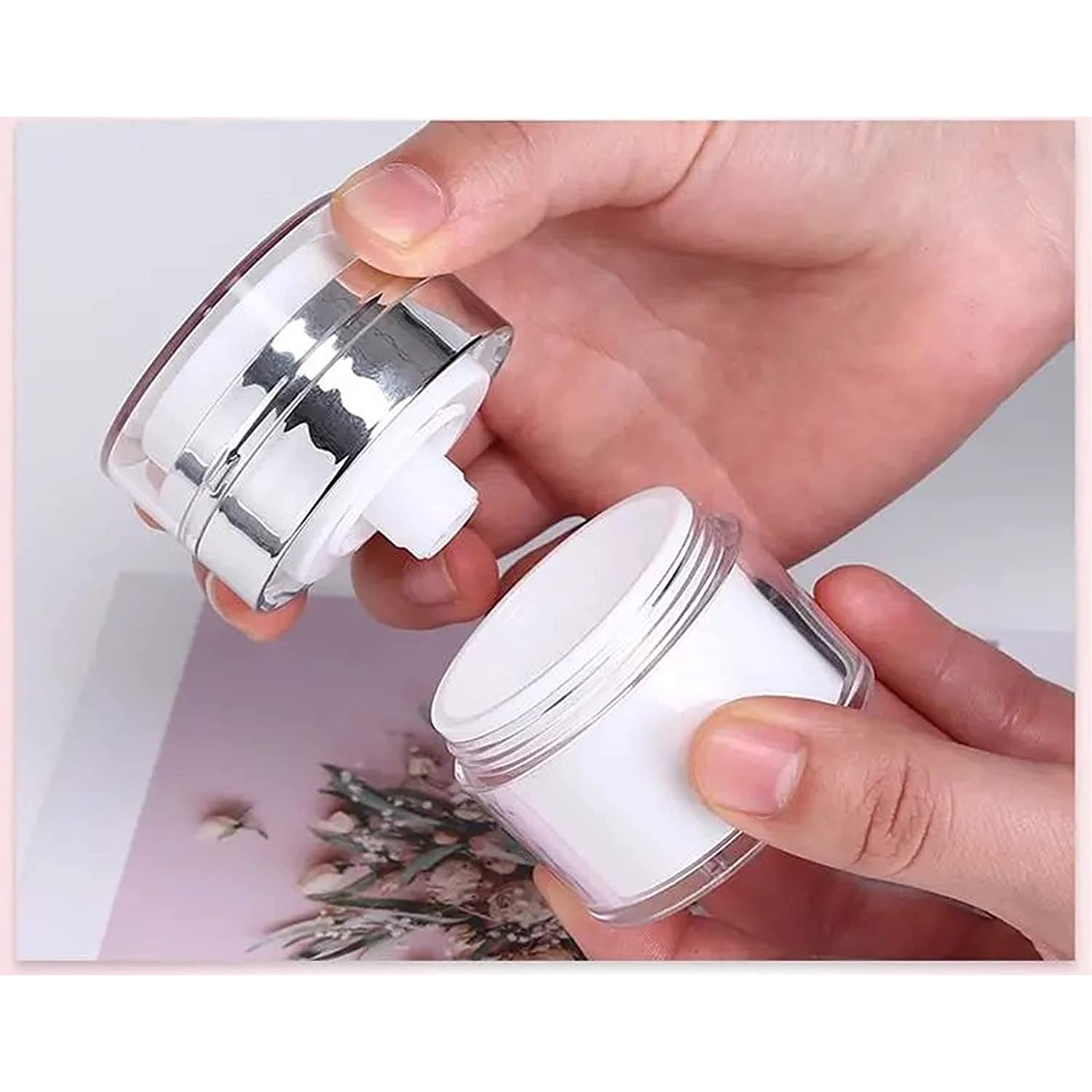 Airless Pump Jars Sets, Face Moisturizer Pump Dispenser Travel Size Pump Bottle Container for Lotion, Empty Airless Cosmetic Container Cream Jar Vacuum Bottle Dispenser Push Down Pump(15ml,30ml,50ml)