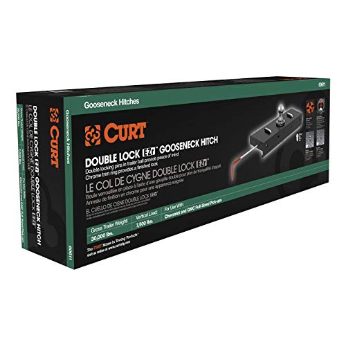 CURT 60611 Double Lock EZr Gooseneck Hitch with 2-5/16-Inch Flip-and-Store Ball, 30,000 lbs