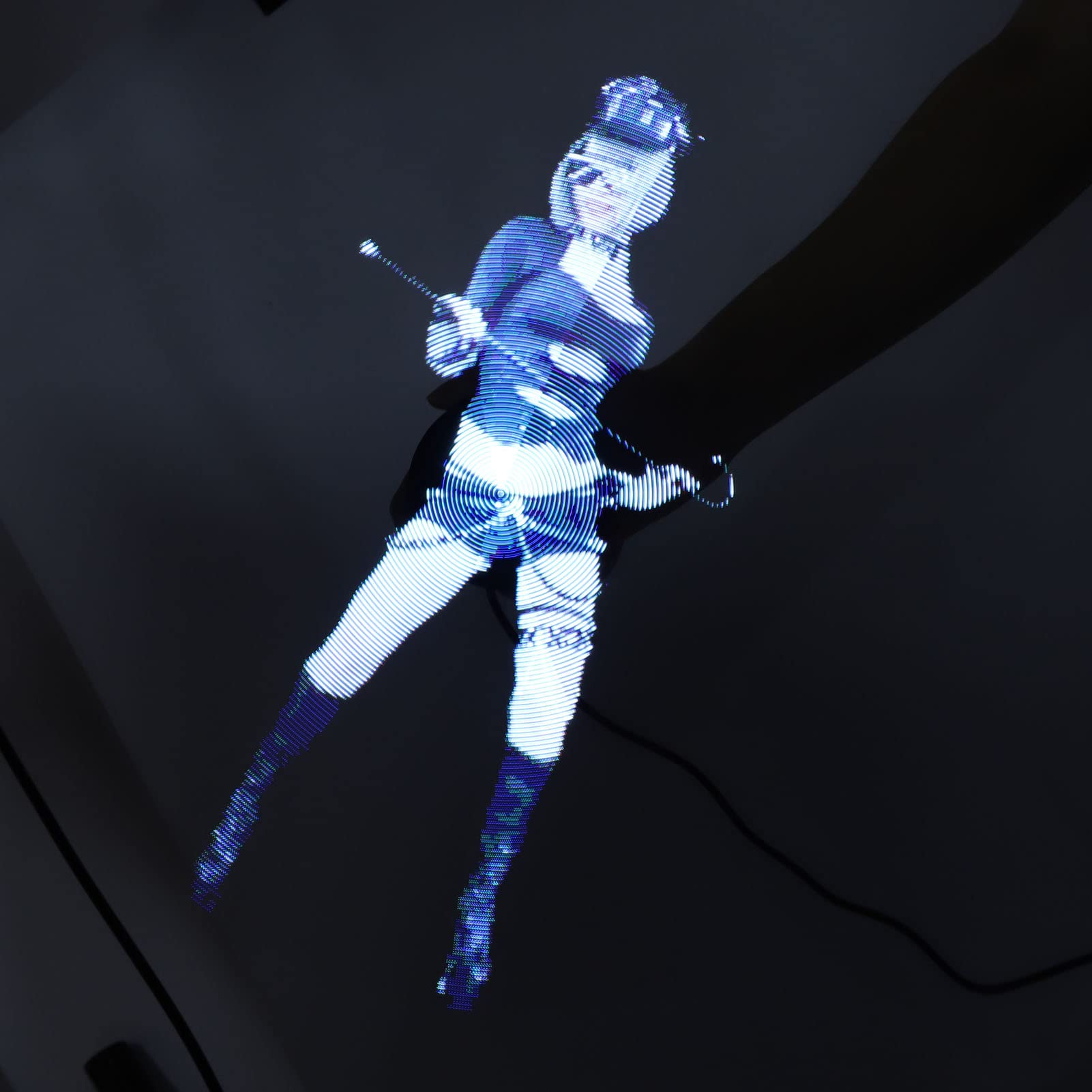 3D Holographic Advertising Machine, Floating Effects 224 LED Light Beads 100-240V Professional 2 Blades 16.5in Diameter High Resolution 3D Hologram Fan for Bar (US Plug)