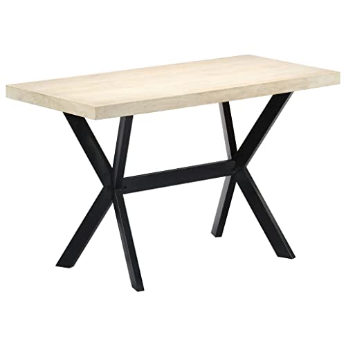 vidaXL Solid Bleached Mango Wood Dining Table Kitchen Dinner Dining Room Home Office Indoor Furniture Meal Restaurant Table Side End Stand 55.1"
