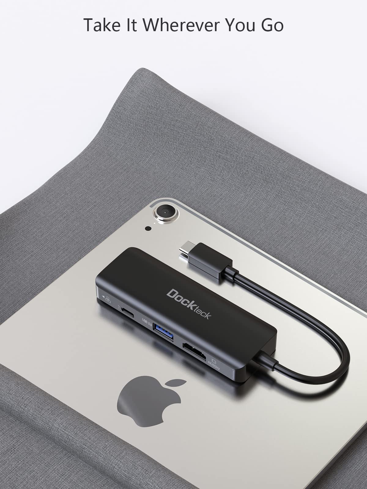 USB C Ethernet Hub 4K 60Hz, dockteck 4-in-1 USB C PD Ethernet Hdmi Dongle with 4K 60Hz HDMI, 1Gbps Ethernet, 100W PD, USB 3.0 for MacBook Pro/Air M1 2020, iPad Pro 2021, iPad Air 2020 and More