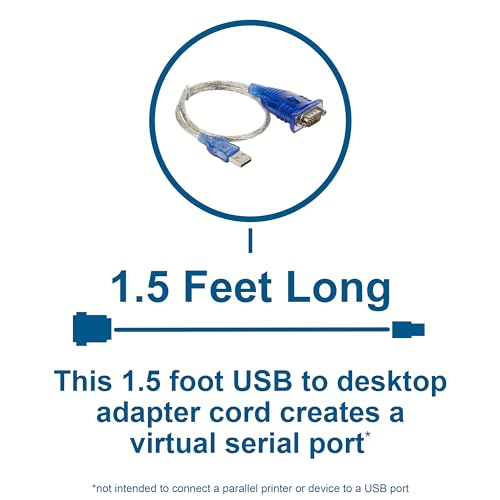 C2G Legrand USB to DB9 Serial Adapter Cable, Adapter Cable, USB to Desktop Adapter, 1.5 Foot Adapter Cord, Gray, 1 Count, C2G 26886