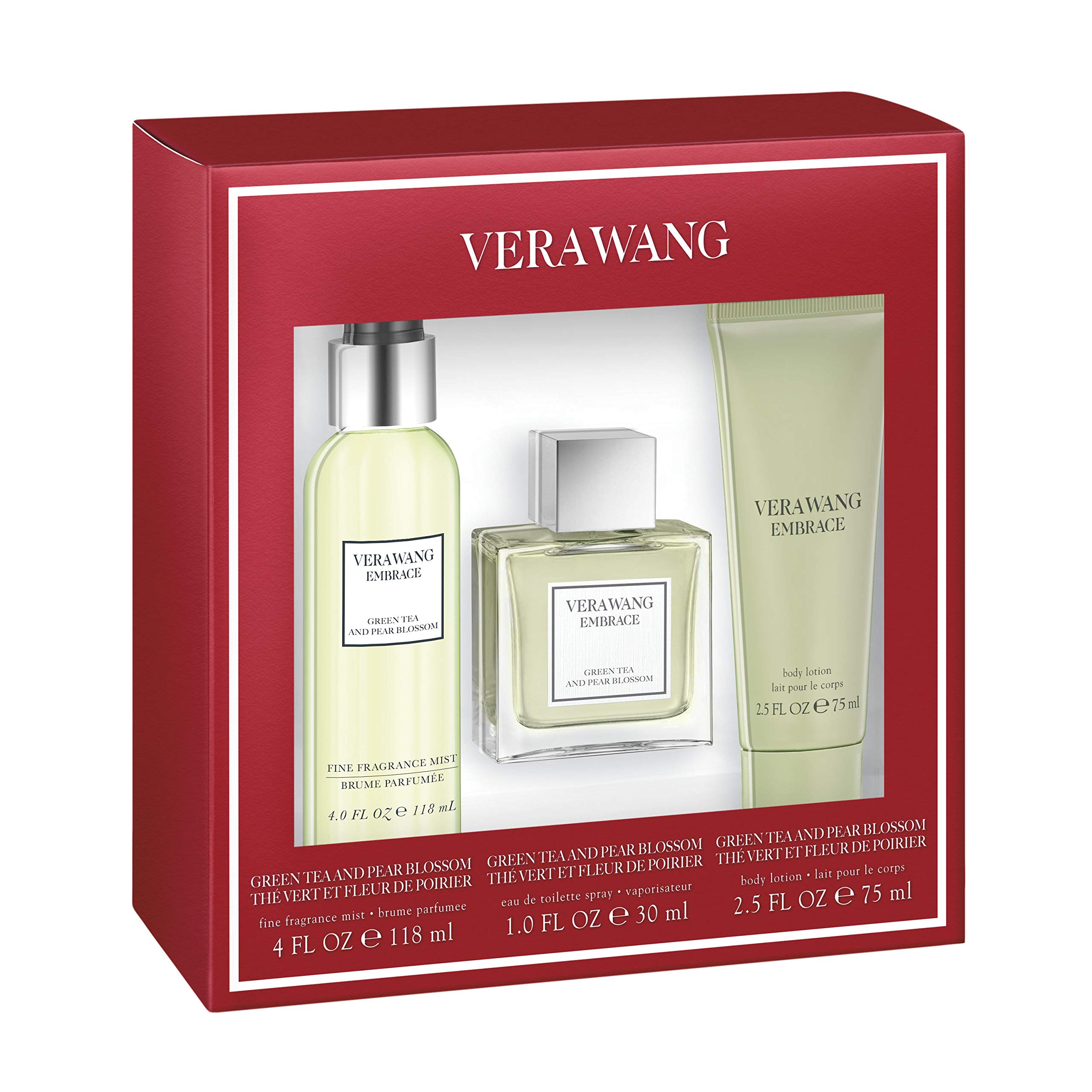 Vera Wang Embrace Green Tea 3-Piece Gift Set with 1-Ounce Eau de Parfum, 4-Ounce Body Mist, and 2.5-Ounce Body Lotion, Total Retail Value $44.00