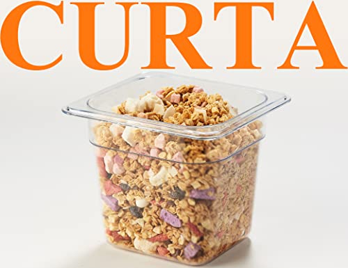 CURTA 6 Pack NSF Food Pans, 1/6 Size 6 Inch Deep, Commercial Polycarbonate Plastic Clear Freezer-Safe