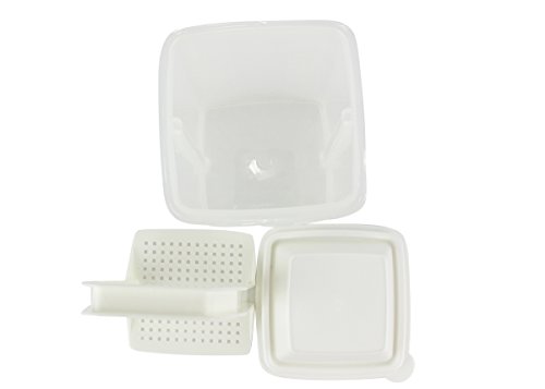 Home-X - Pickle Storage Container with Strainer Insert, The Ultimate Kitchenware Food Saver for Preserving and Keeping Edibles Fresh, White