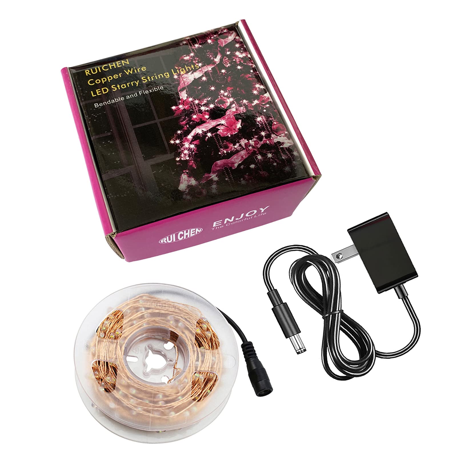 RUICHEN Fairy Lights Plug in, 33 Ft 100 LED Copper Wire Lights with Spool, Waterproof Starry String Lights for Bedroom, Patio, Garden, Party, Wedding, Christmas and More (Warm White)