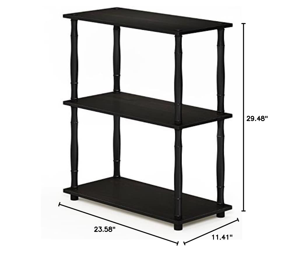 Furinno Turn-N-Tube 3-Tier Compact Multipurpose Shelf Display Rack with Classic Tube, Espresso/Black
