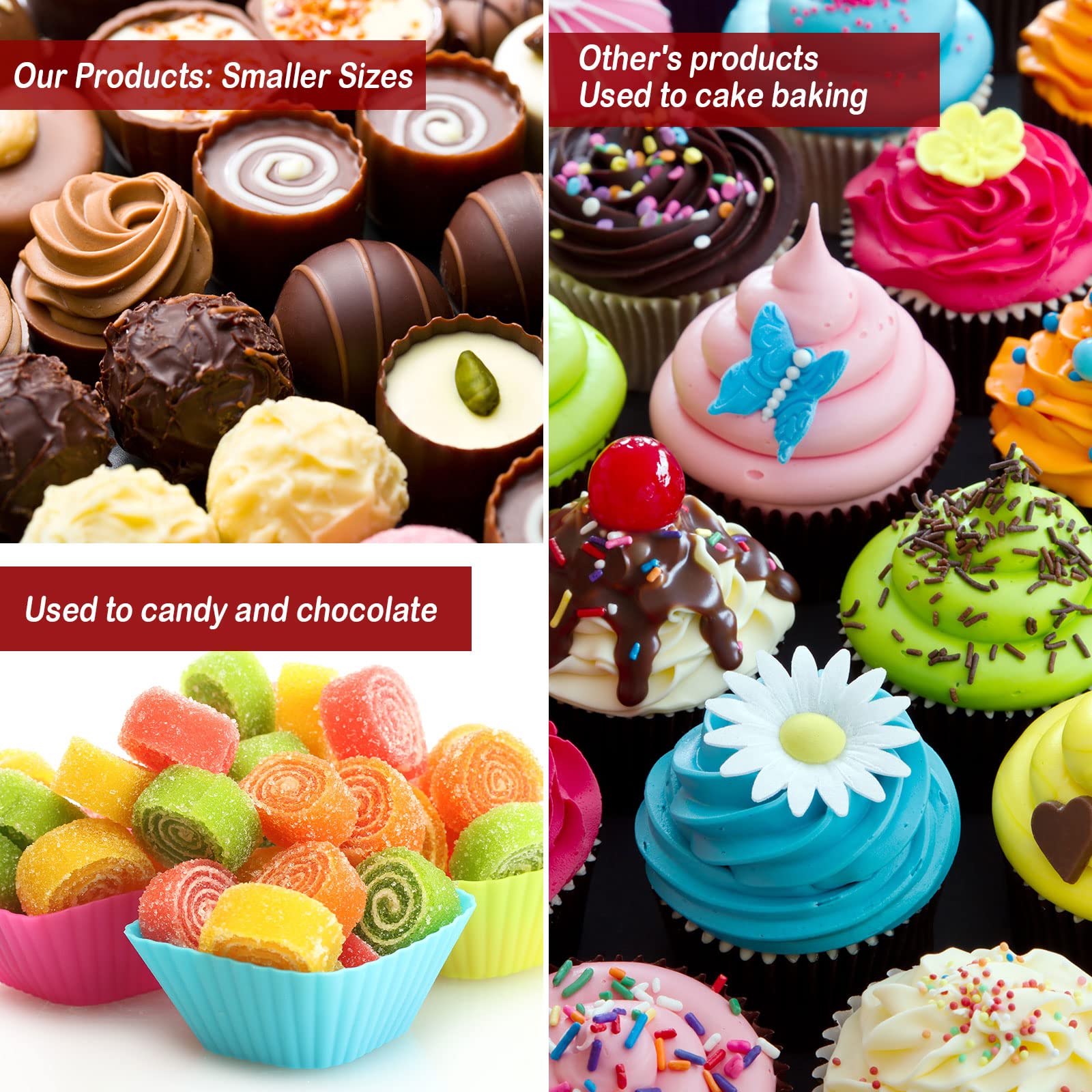 600 Pcs Christmas Cupcake Liners Mini Muffin Liners Paper Candy Cups 1.3 Inch Holly Print Baking Cups Small Xmas Cupcake Wrappers Cupcake Liners for Baking Truffles Chocolates Making (Elegant Style)