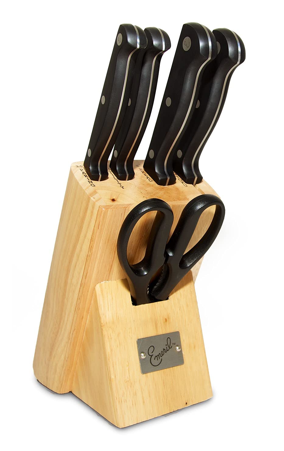 Emeril Lagasse 6-Piece Knife Block Set (Natural) - Emeril Cutlery Set with Stamped Blades - Perfect Kitchen Knives for Produce & Sandwiches