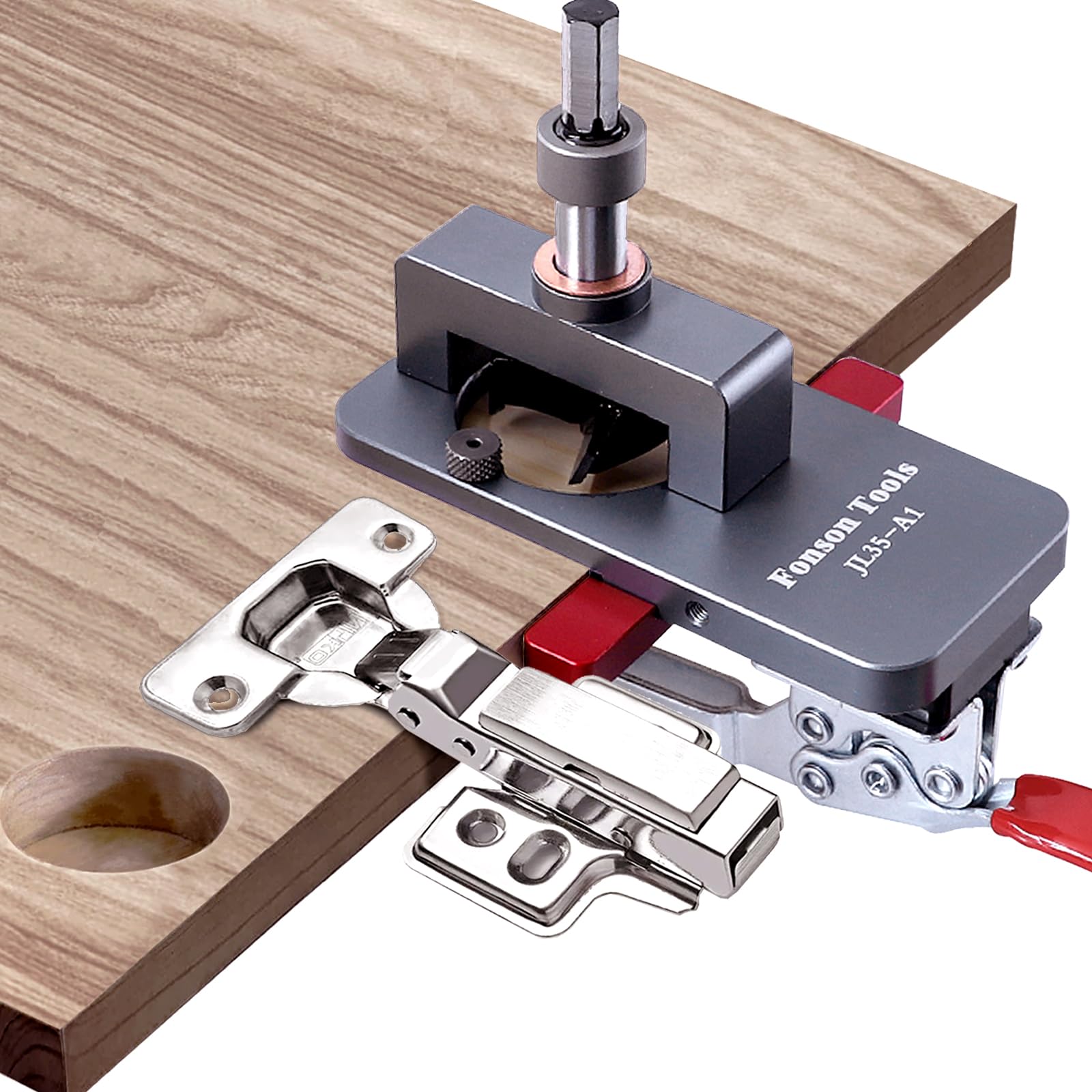 Adoles 35mm Concealed Door Hinge Jig, Accurate Locking Cabinet Hinge Jig, Aluminum Alloy Material Comes with Clamping Device for Easy Carrying and Use.…
