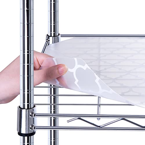 BRIAN & DANY Wire Shelf Liner 18" X 24", Heavy Duty Shelf Liners for Wire Shelving, Waterproof Protector Mats, Set of 5, Quatrefoil Grey
