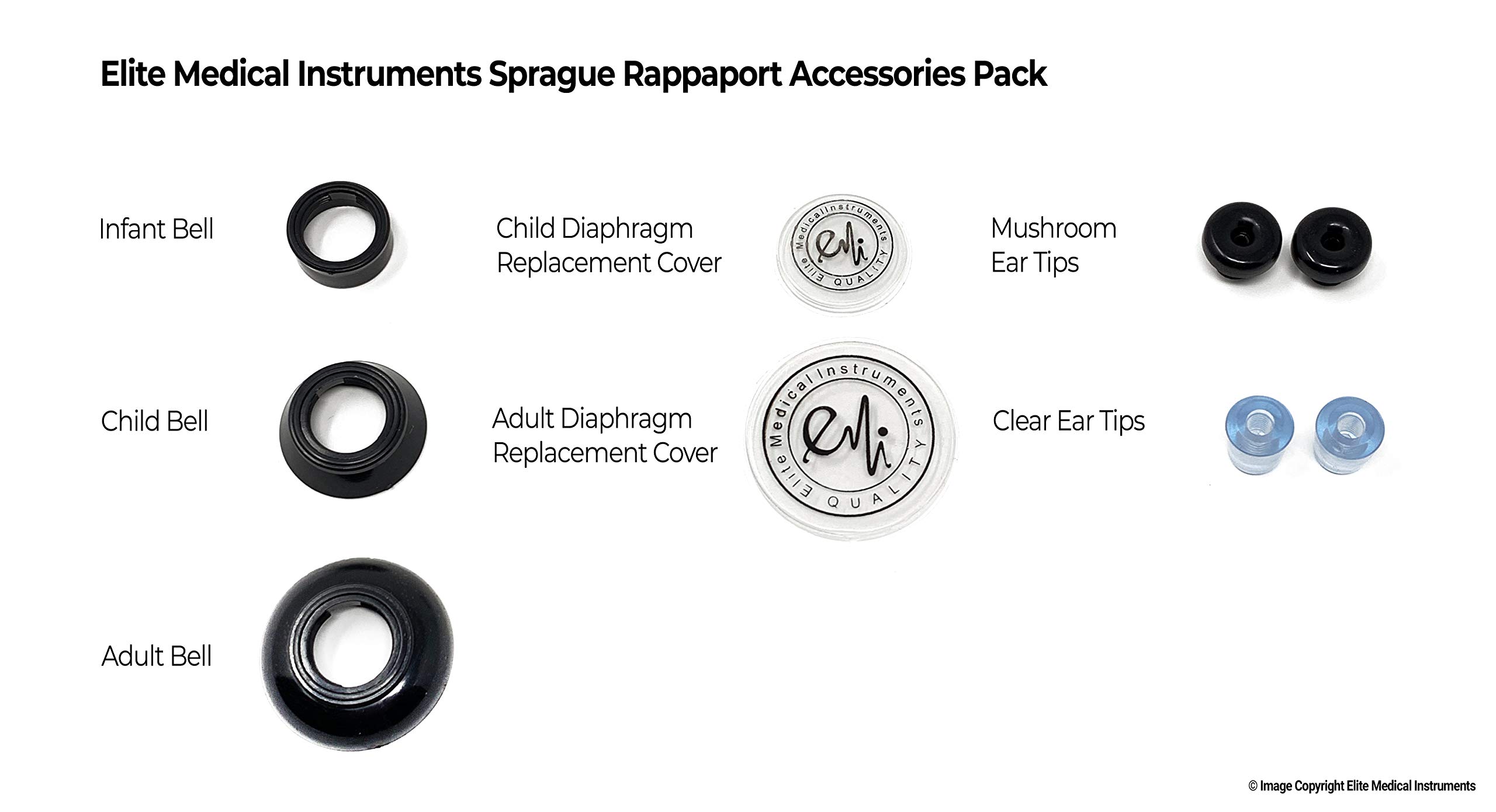 EMI Sprague Rappaport Dual Head Stethoscope - Stealth Black - 112SB