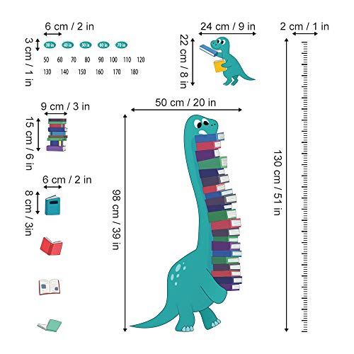 ufengke Dinosaurs Height Charts Wall Stickers Books Growth Wall Decals Art Decor for Kids Bedroom Baby Nursery