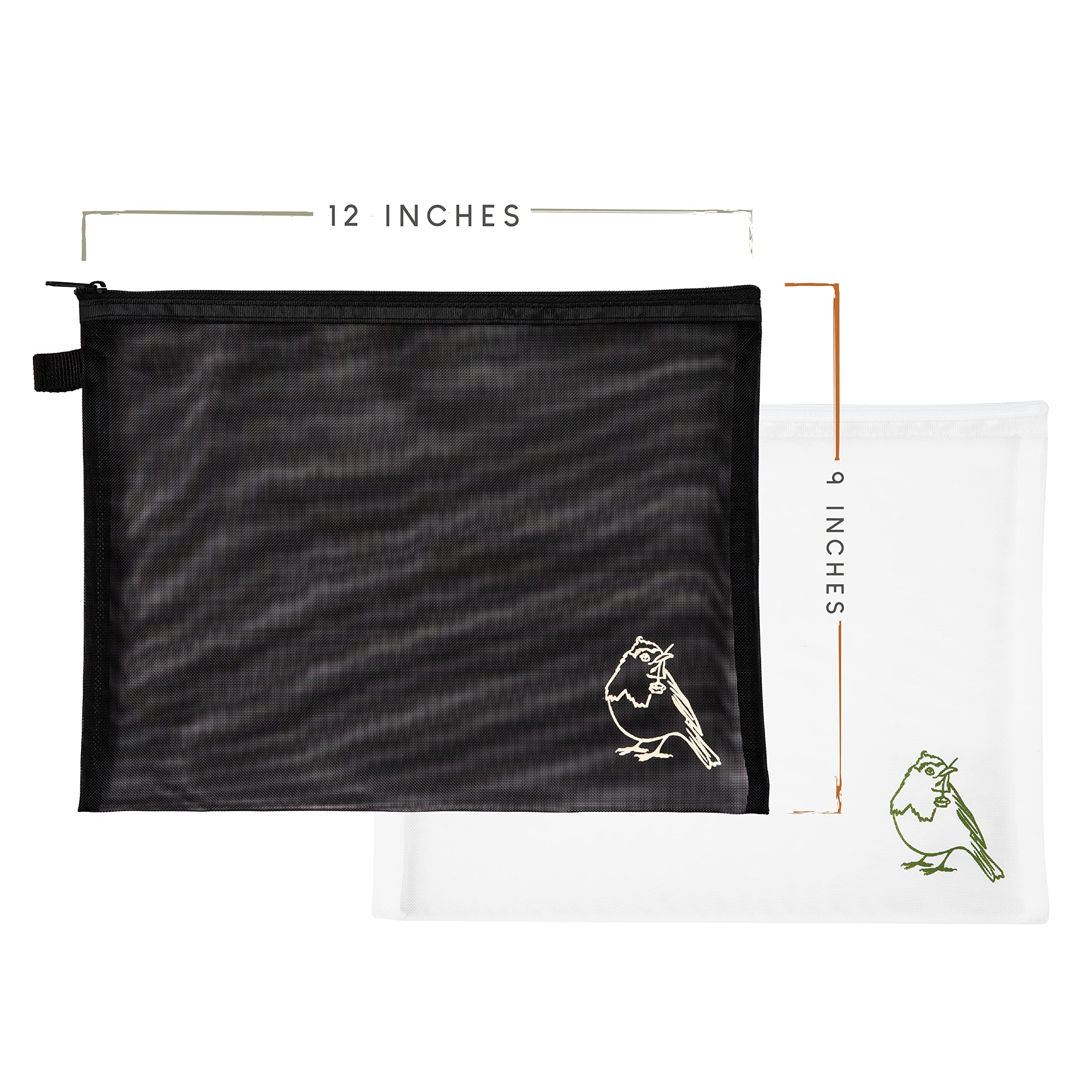 River & Robin diaper bag organizing pouches | set of 2 mesh zipper pouches for organizing | large pouches for organization and diaper bag organizer | mesh pouch | mesh bags with zipper
