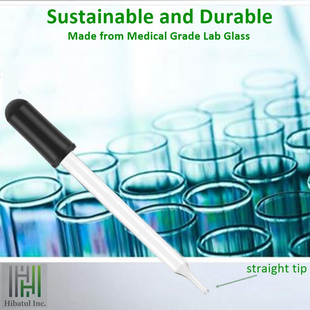 Set of 12 pc Glass Pipette Pipet Medicine Eye Droppers for Essential Oils and Science Laboratory (3" Straight)
