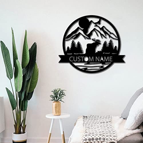 Custom Deer Metal Wall Sign, Mountain and Deer Wall Decor, Metal Sign, Personalized Hunter Name Signs, Wildlife Art,Deer Hunter Gift for Dad