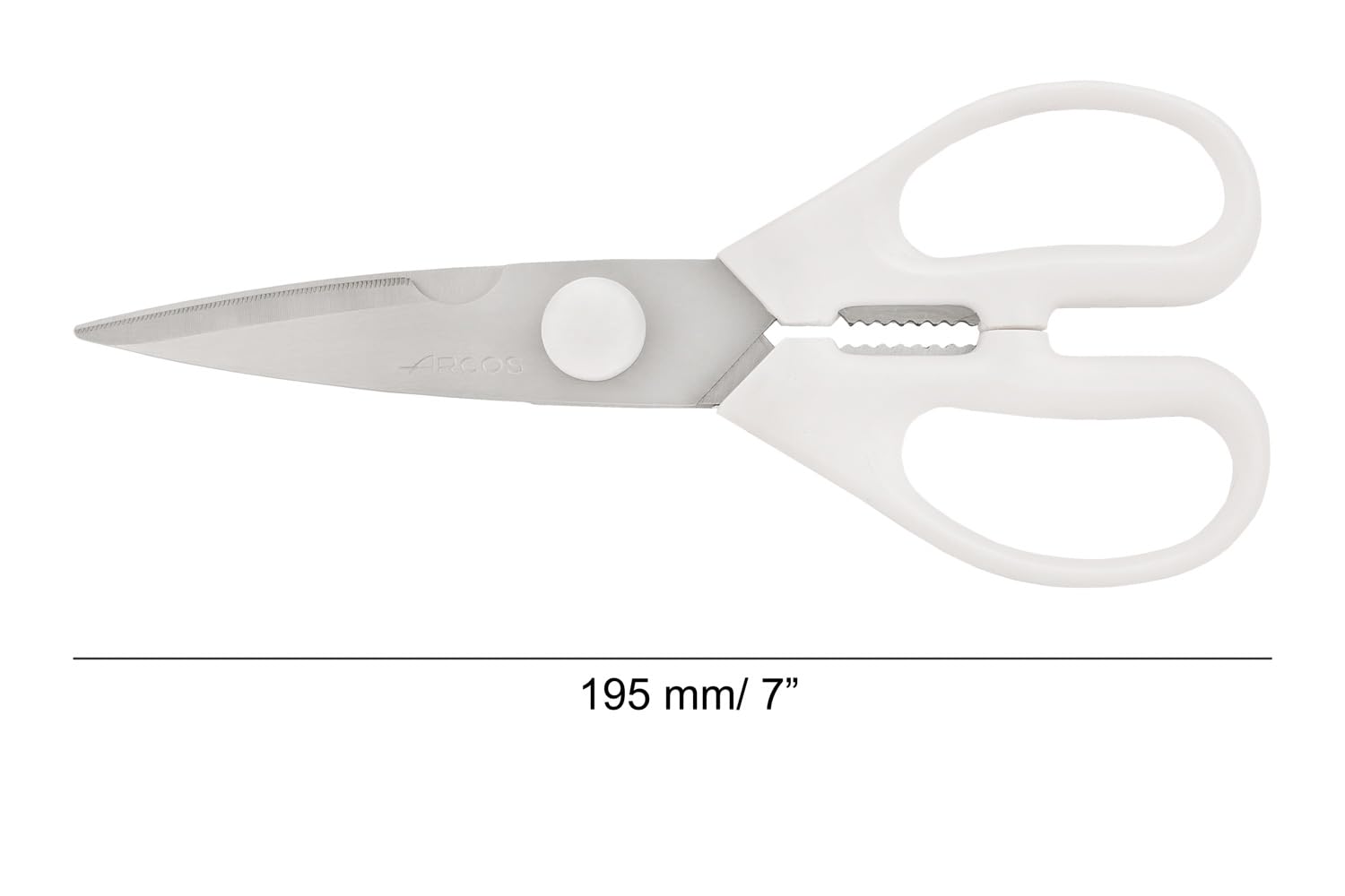 ARCOS Kitchen Take Apart Scissors 8 Inch Nitrum Stainless Steel and 195 mm blade. 154 gr. Ergonomic Polyoxymethylene POM Handle. Series Prochef. Smooth edge and stylish wooden handle. White Color